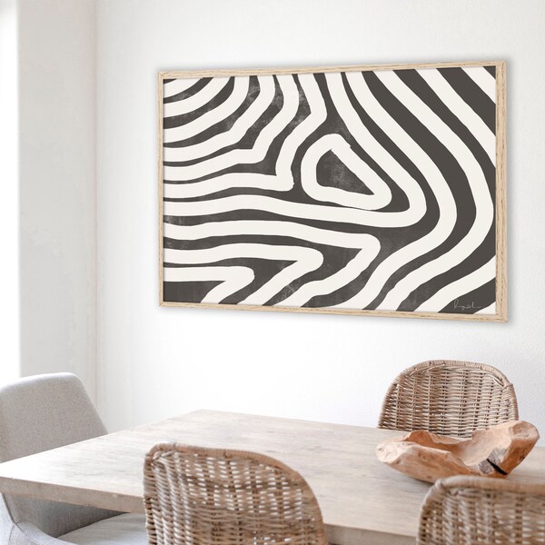 Large Horizontal Black and White Painting - Etsy