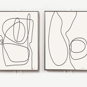 Art Print Set of 2 Line Art One Line Drawing Minimalist | Etsy