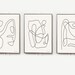 Set of 3 Prints, Line Art Print, One Line Drawing, Minimalist Line Art ...