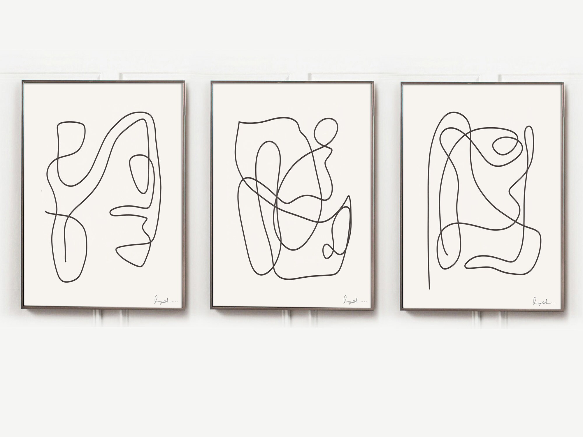 Set of 3 Prints, Line Art Print, One Line Drawing, Minimalist Line Art ...