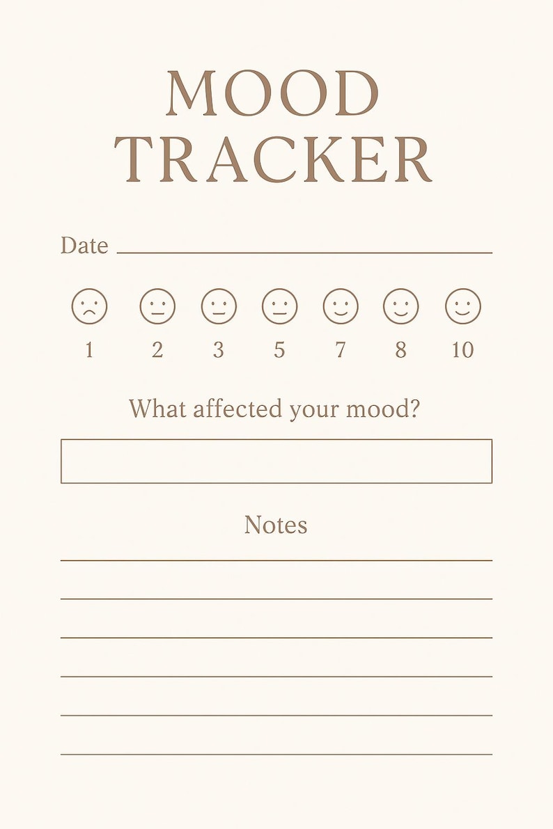Boho Mood Tracker Printable – Mental Health Journal for Self-care ...