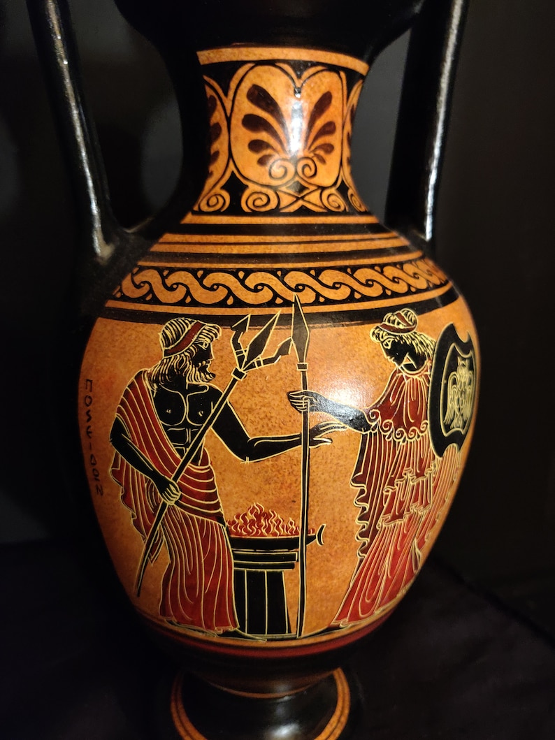 Anfora con raffigurazioni dell'antica mitologia greca (Atena, Poseidone ...