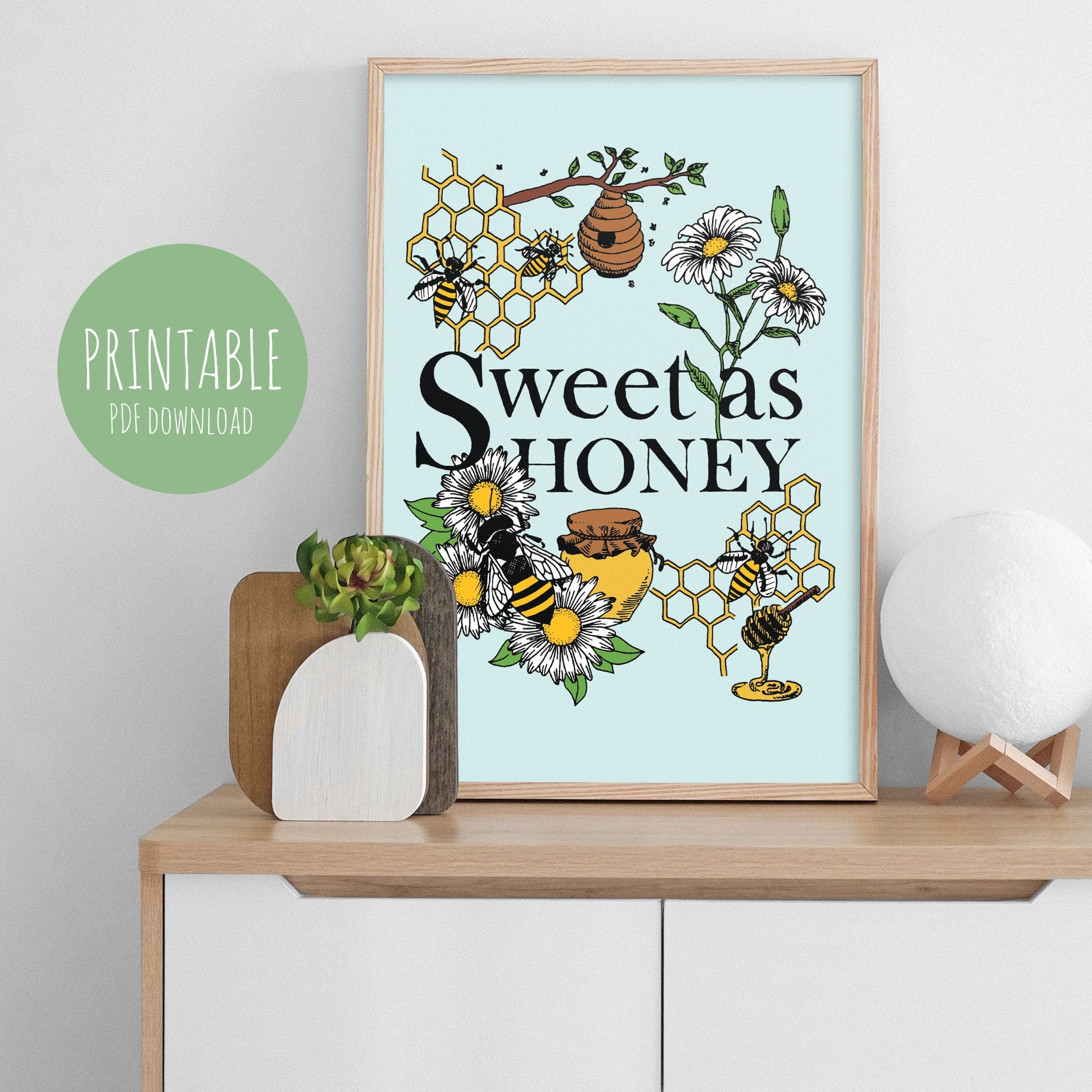 PRINTABLE Sweet as Honey Illustration Handdrawn Then - Etsy