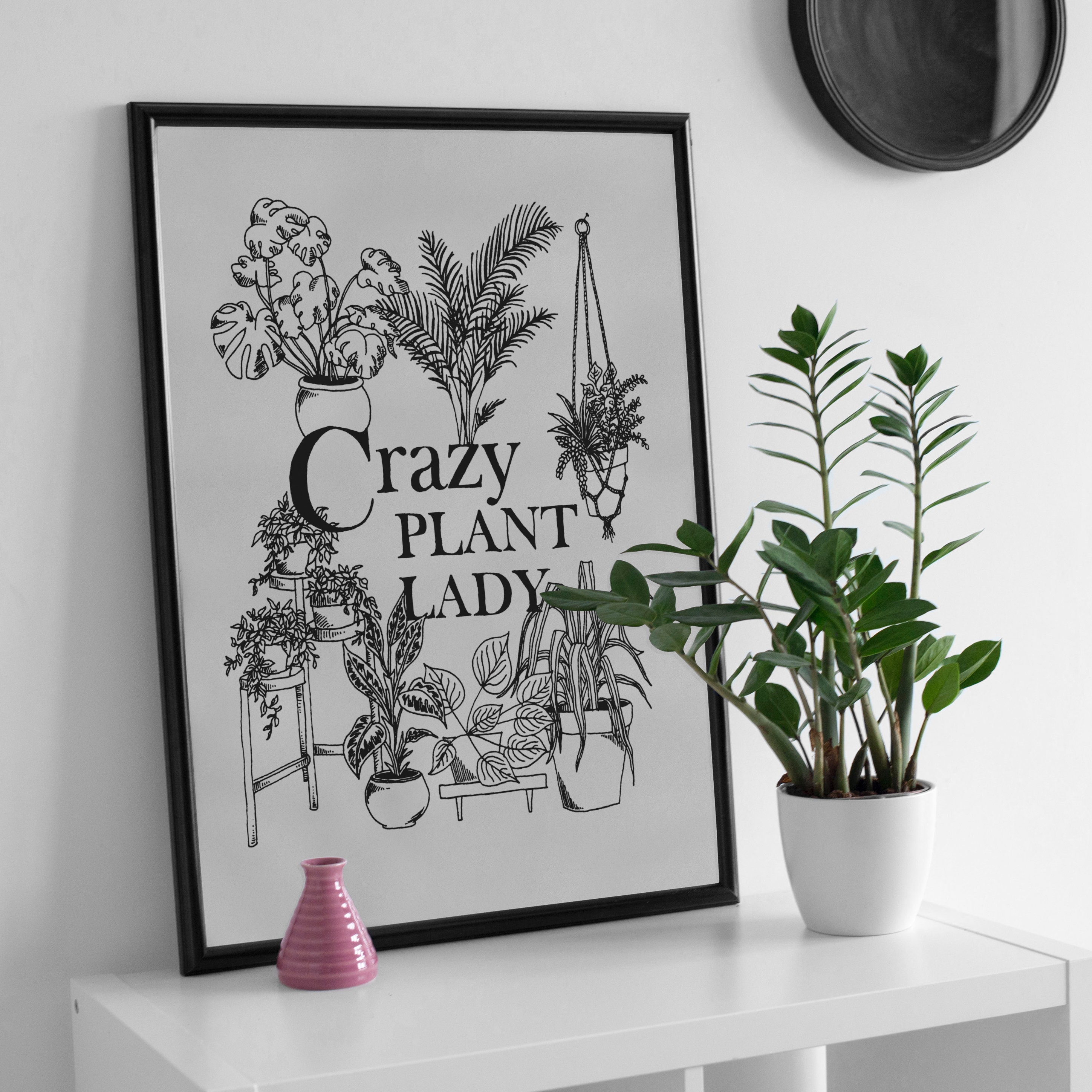 DRUCKBARE Crazy Plant Lady Illustration handgezeichnet dann - Etsy.de