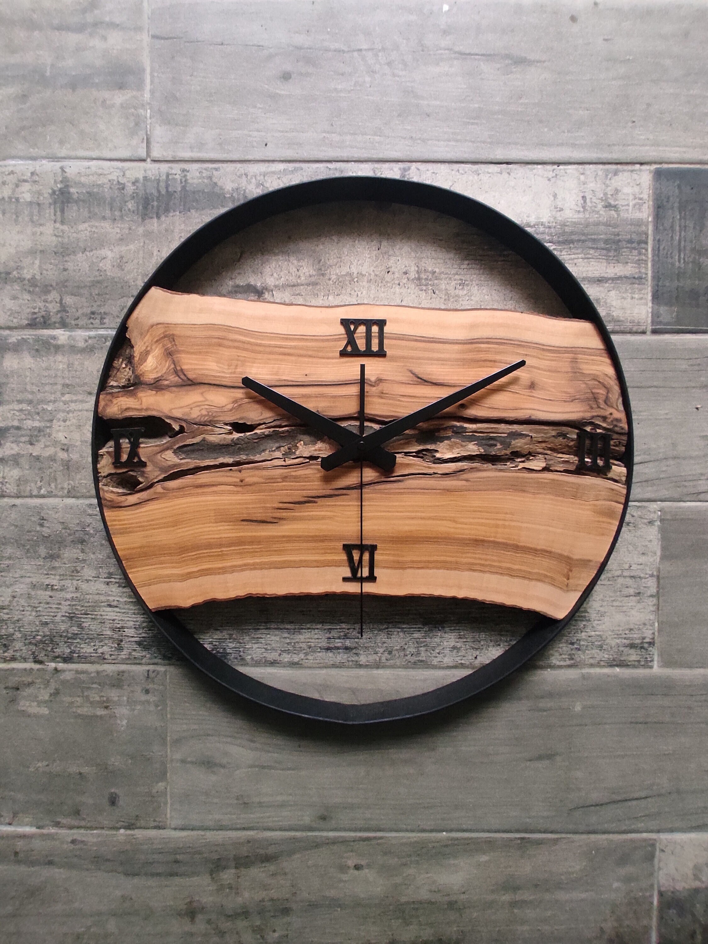 Clocks Wood Natural Clock Wooden Clock Wood Slice Art Live Edge Clock ...