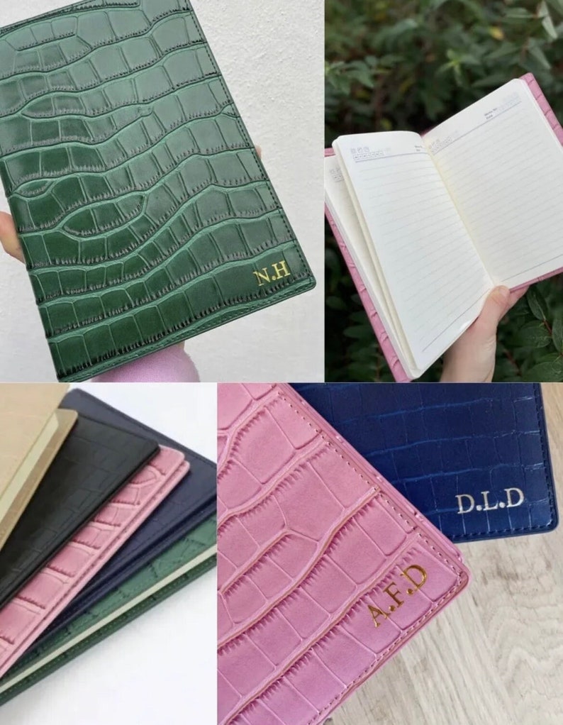 Personalised A5 Notebook Crocodile Leather Customised Initials - Name ...