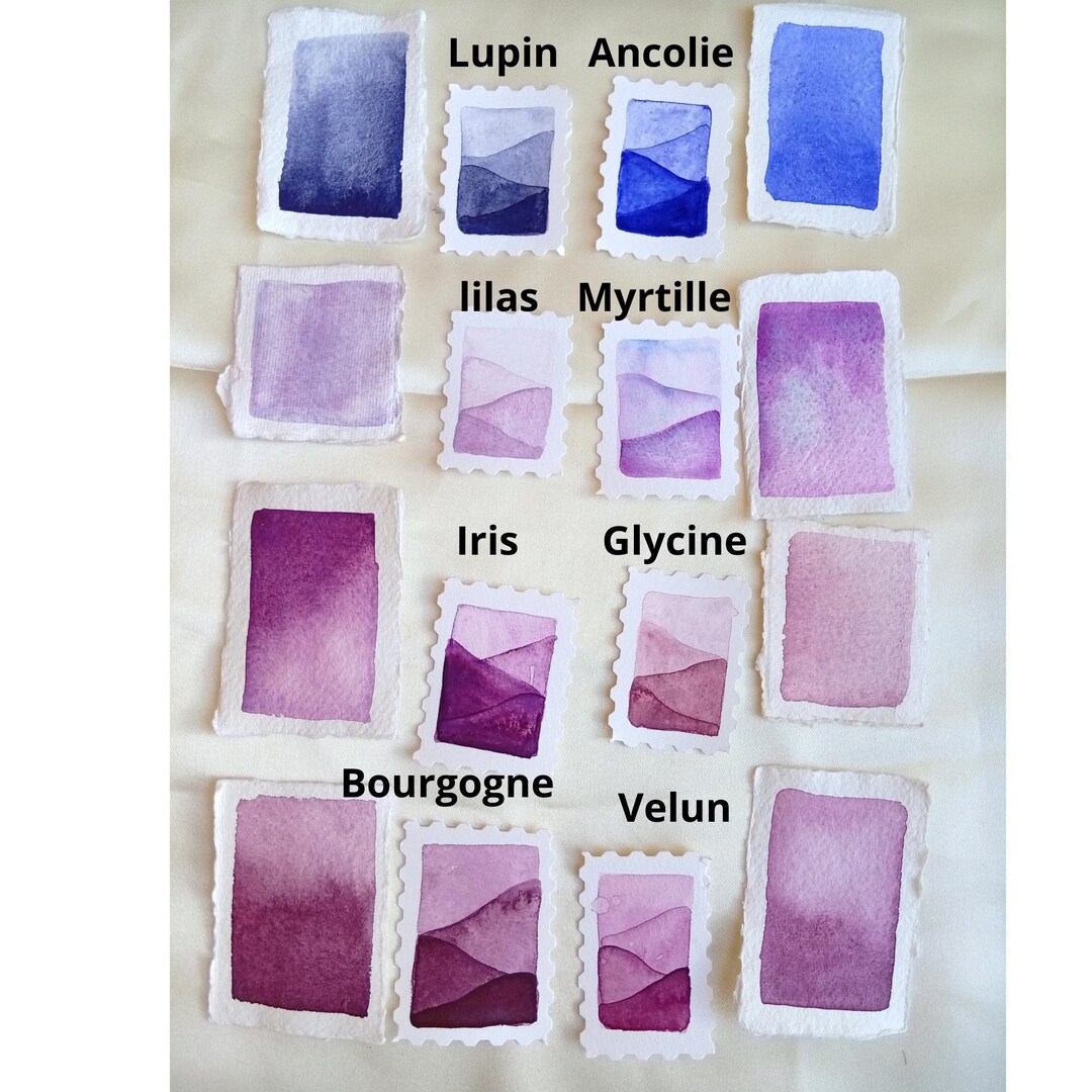 Paarse tinten, handgemaakte aquarel | Korrelige Franse aquarel - Etsy ...