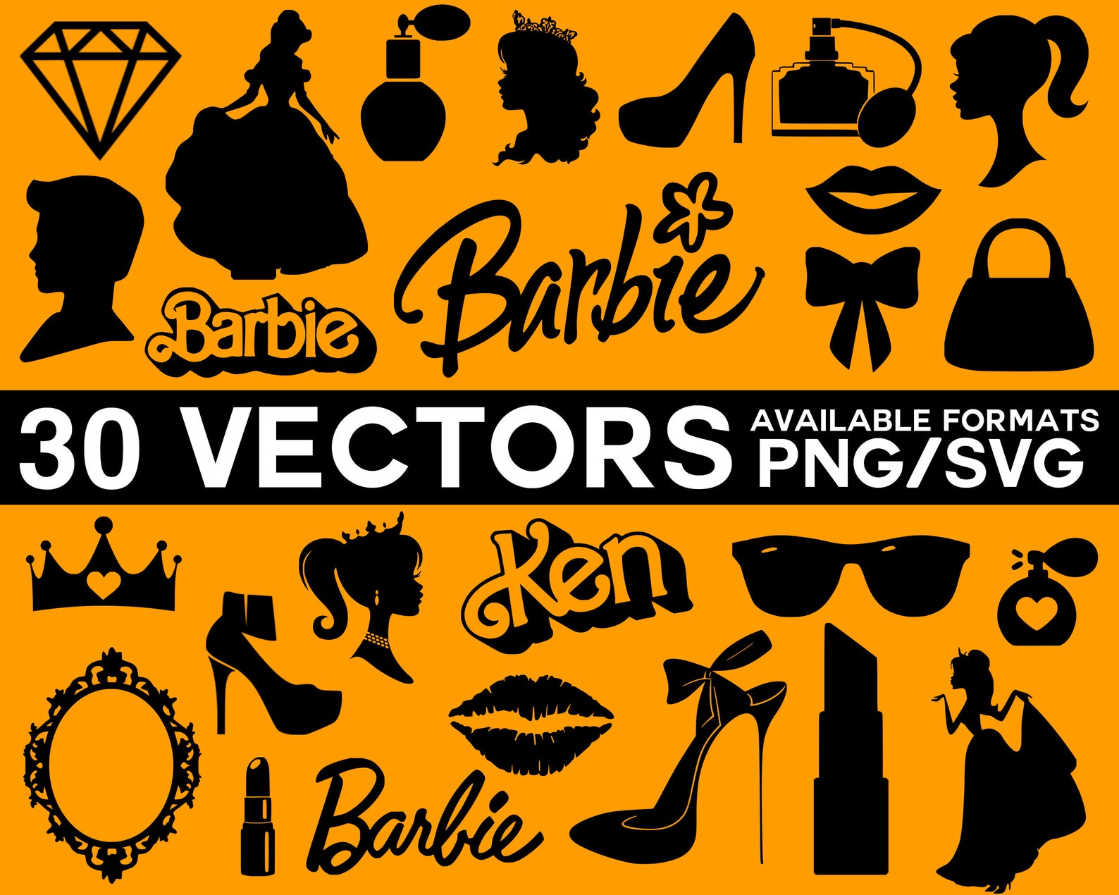 Barbie Vector Pack Ken Vector Barbie Svg Barbie Silhouette Etsy