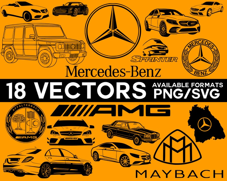Mercedes Vector Pack Mercedes SVG Mercedes Benz Vector AMG | Etsy