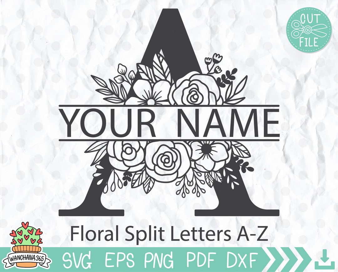 Floral Split Monogram Letters A-Z (digital Download) - Etsy