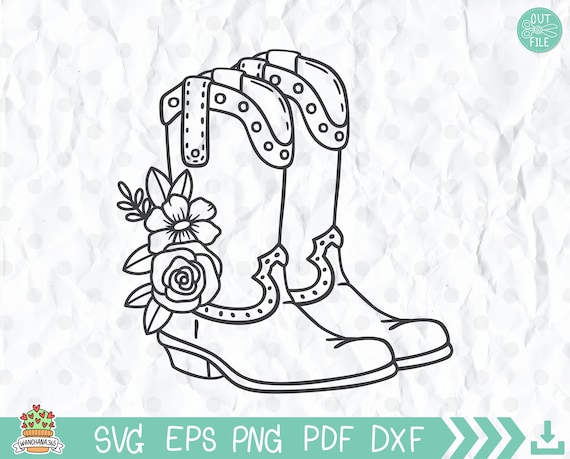 Cowboy Boots With Flowers Svg Boots Decorated With Flowers - Etsy