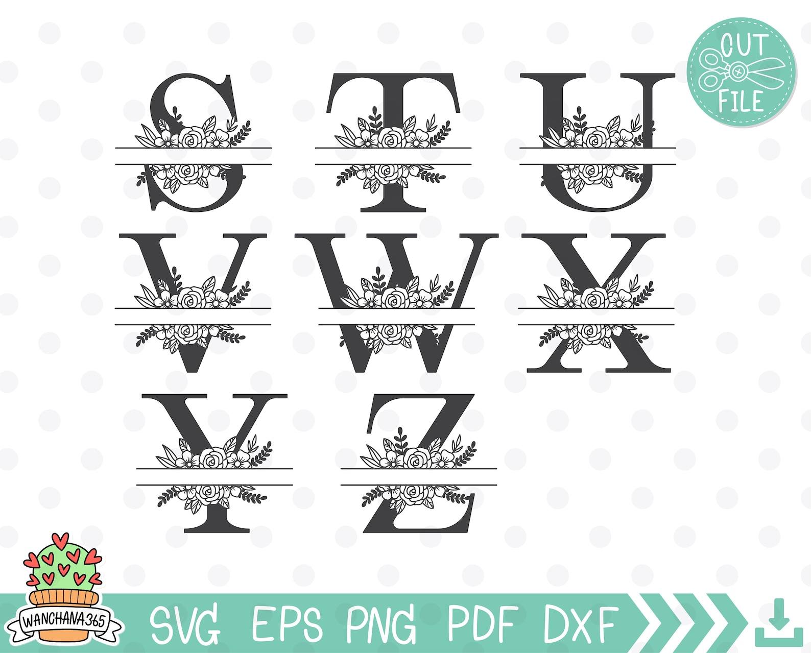 Floral Split Letters A-Z SVG Floral Split Letter Svg Floral | Etsy UK