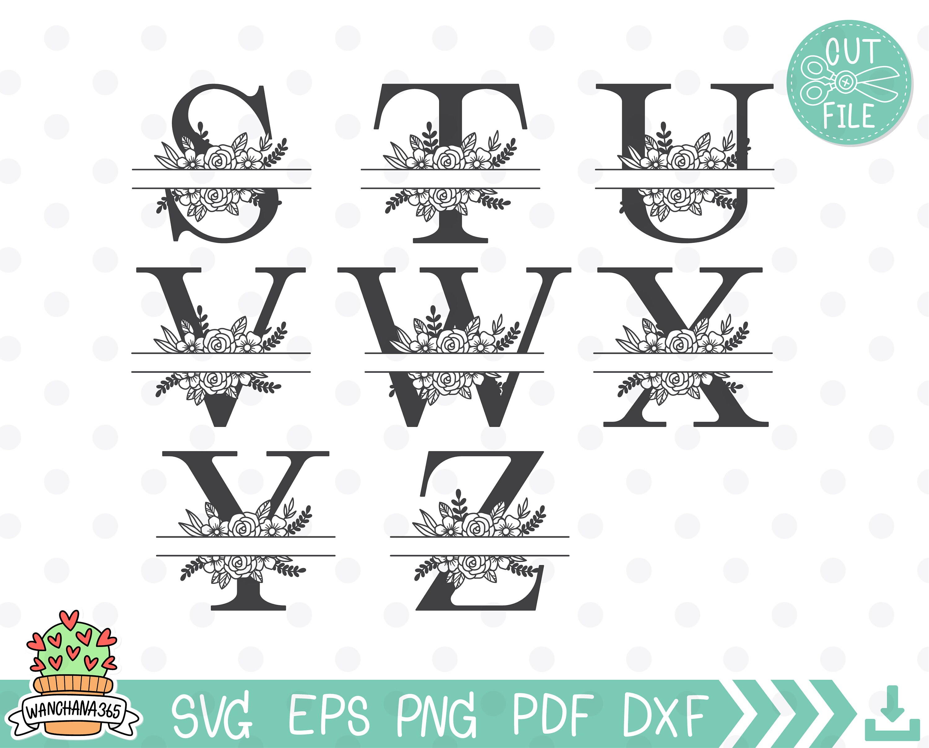 Floral Split Letters A-Z SVG Floral Split Letter Svg Floral | Etsy UK