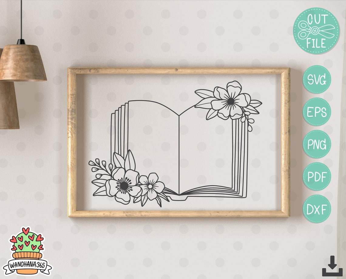 Books Svg Teacher Shirt Svg Books With Flowers Monogram Svg - Etsy