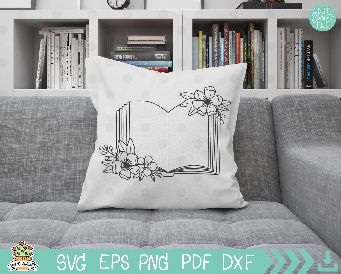 Books Svg Teacher Shirt Svg Books With Flowers Monogram Svg - Etsy