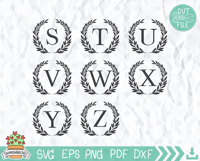 Laurel Wreath Alphabet SVG: Monogram Initial Clipart (digital Files) - Etsy
