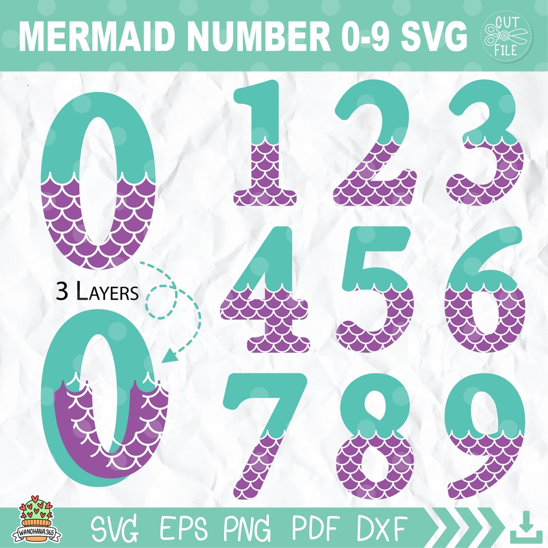 Mermaid Numbers 0-9 Svg, Mermaid Birthday Svg, Mermaid Girl Svg ...