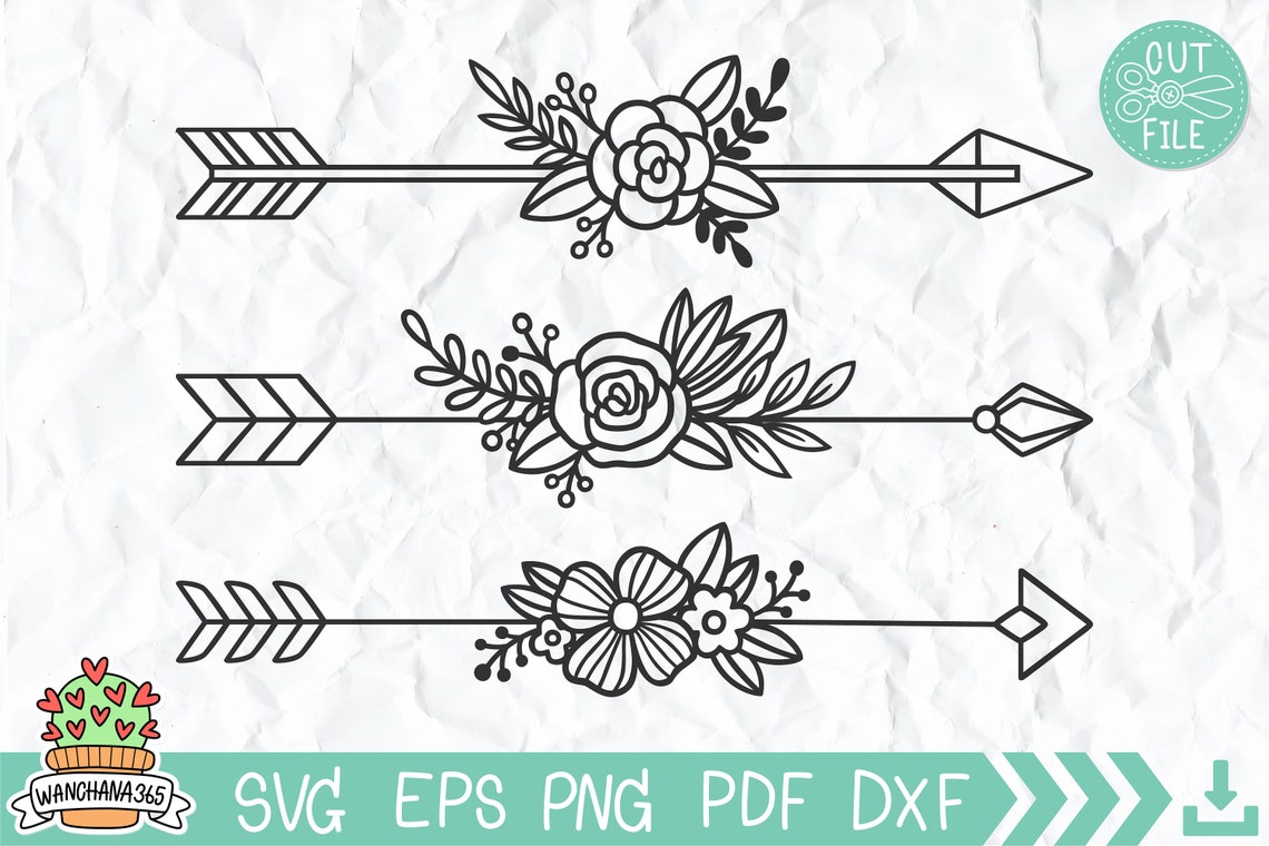 Floral Arrows Svg Boho Svg Arrow SVG Floral Wreath Svg | Etsy