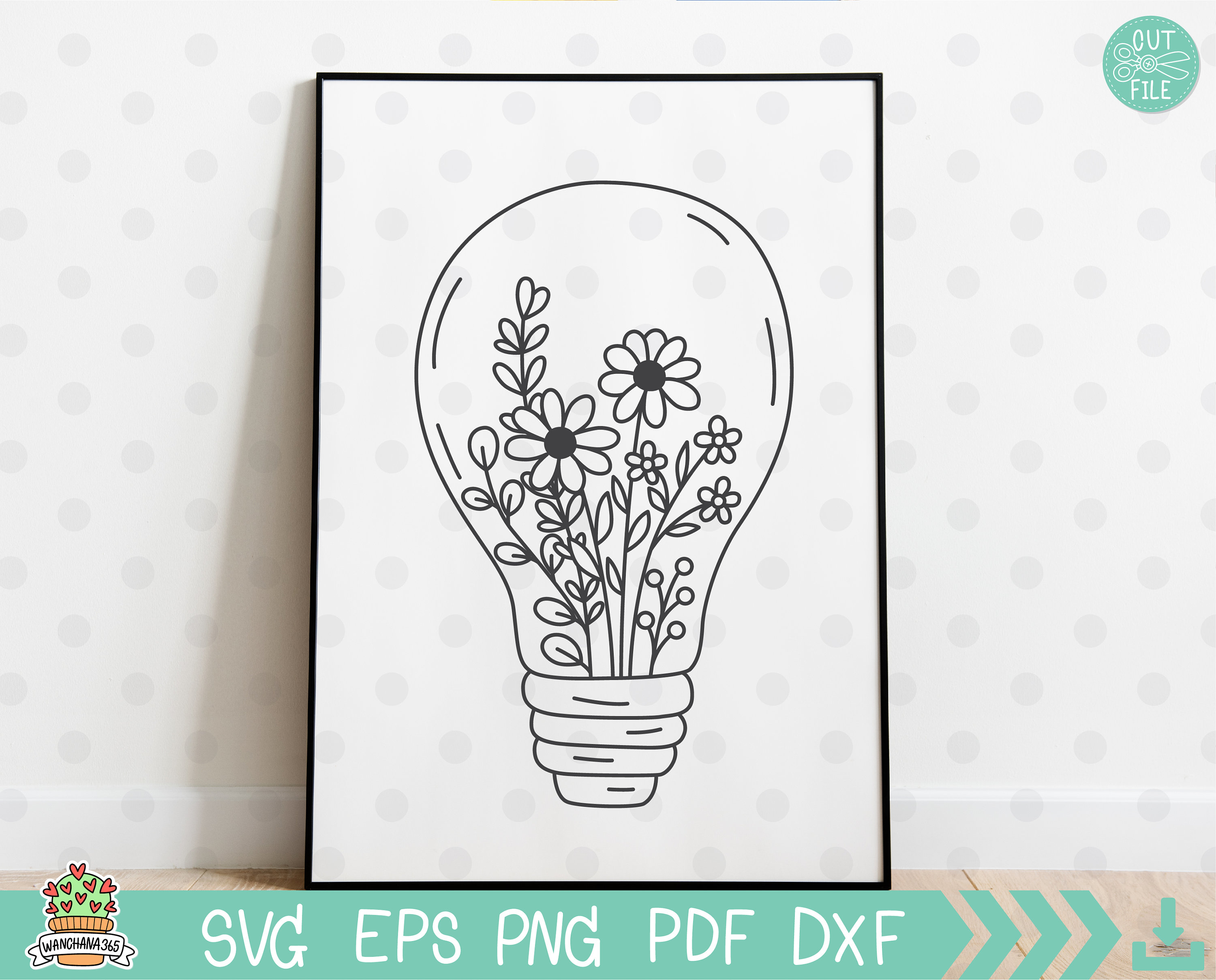 Wildflower Lightbulb Svg Flowers and Leaf Bouquet Svgflower - Etsy