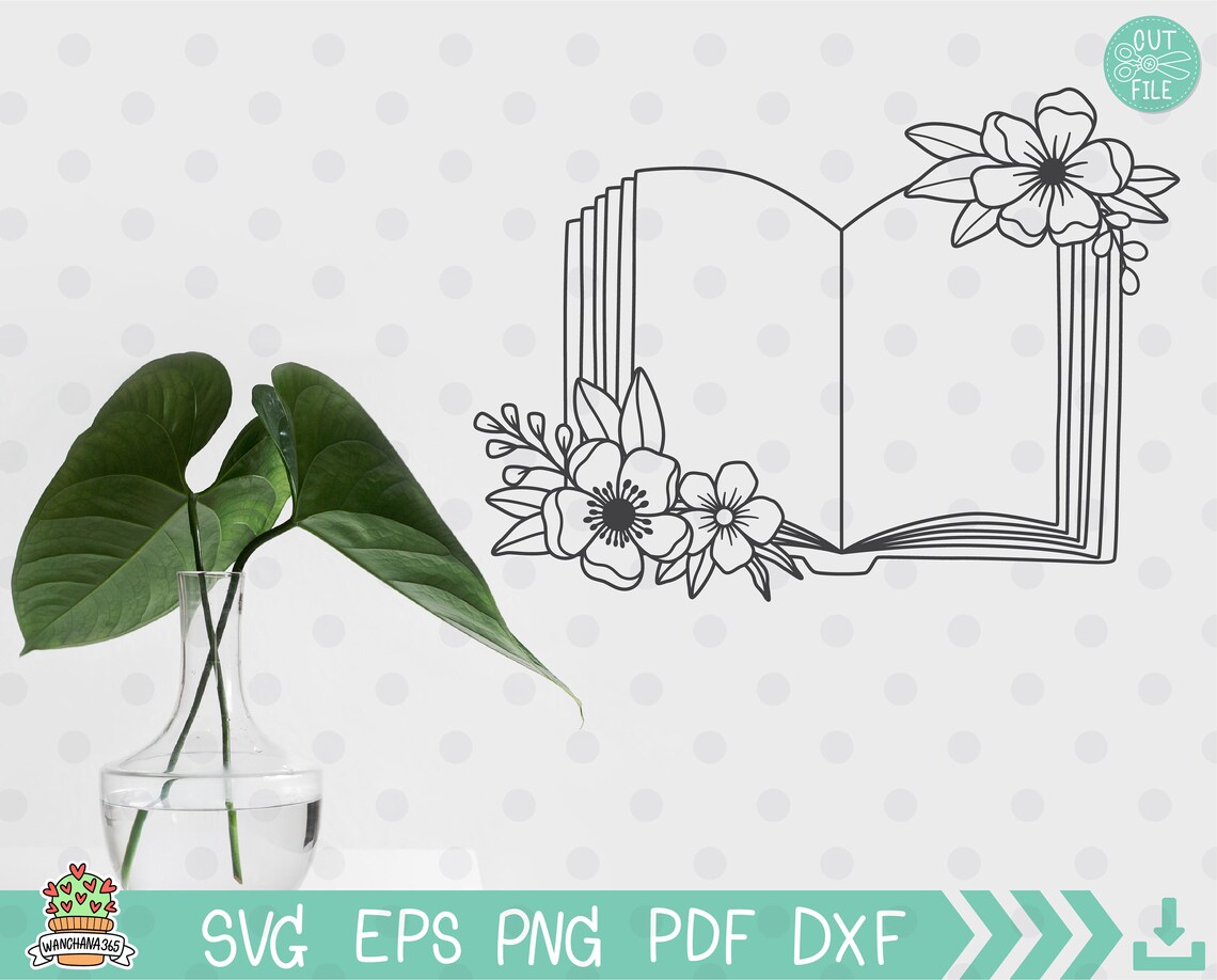Books Svg Teacher Shirt Svg Books With Flowers Monogram Svg - Etsy