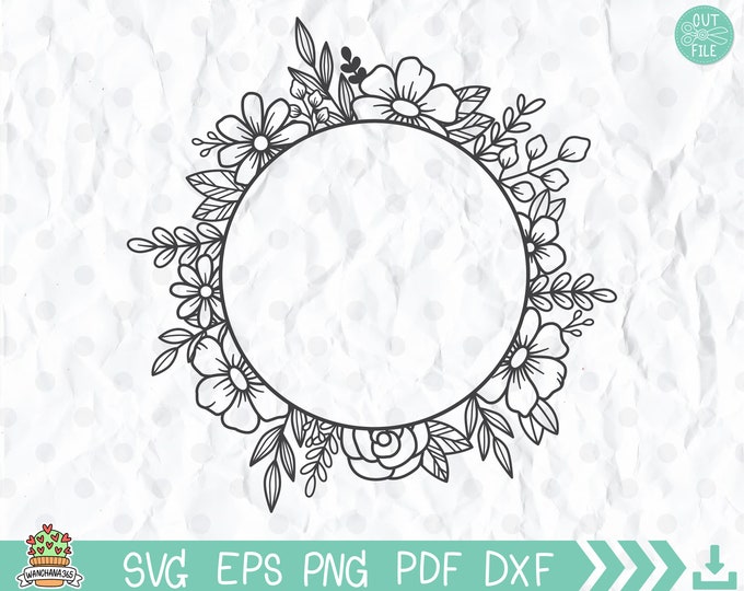 Floral Frame SVG, Floral Frame Cut File, Diamond Flower Frame, Floral ...
