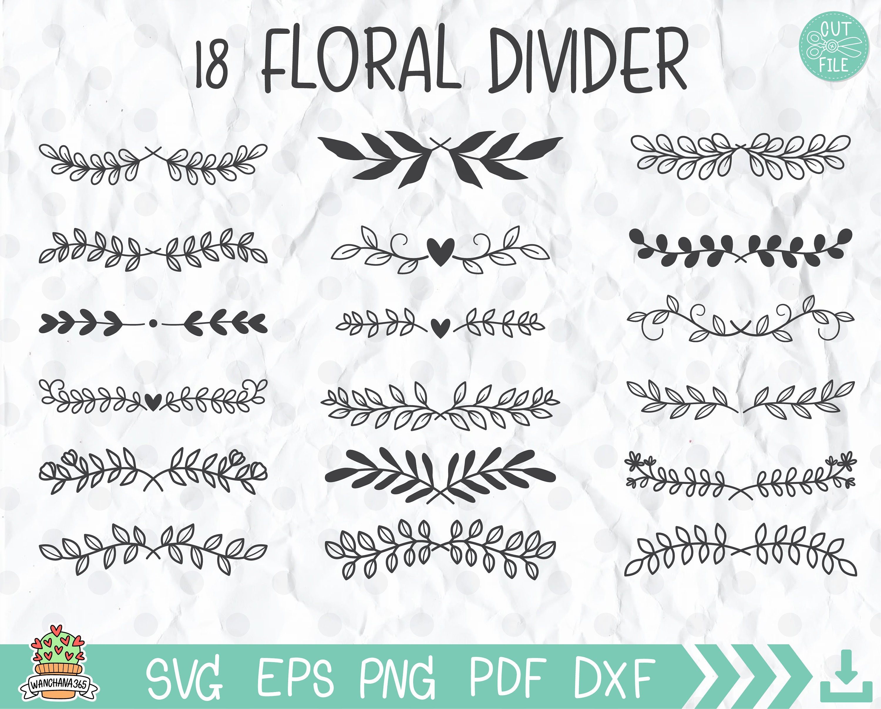 Floral Divider Svg Leaf Border Svg Bundle Greenery Leaf - Etsy Canada
