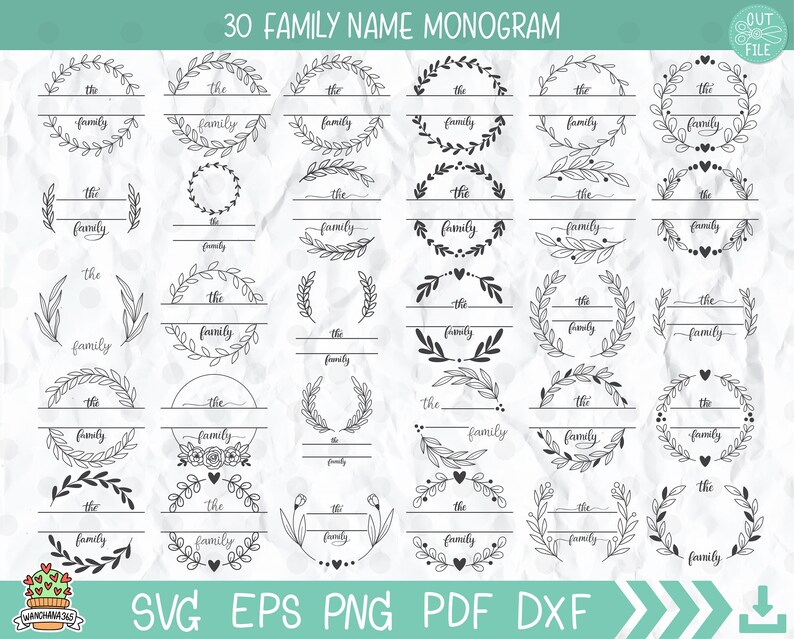 Family Name Monogram Svg Bundle Farmhouse Svg Last Name Svg | Etsy