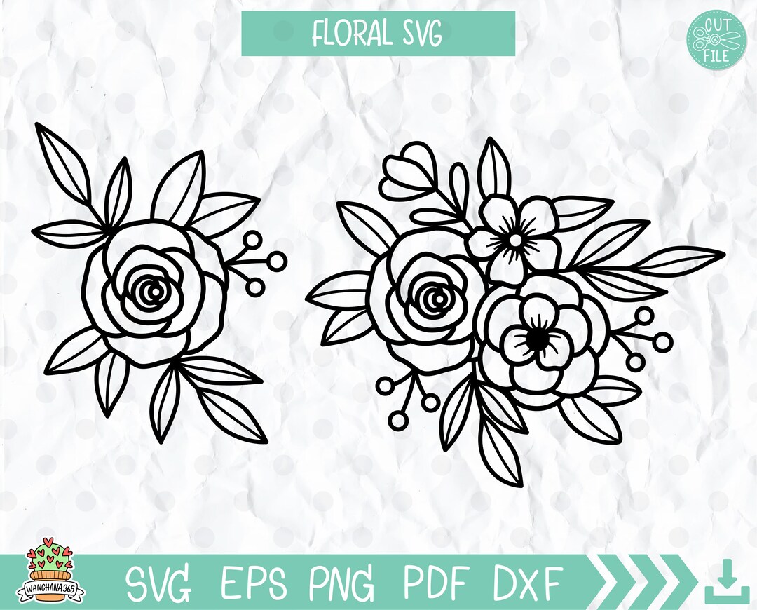 Floral SVG: Flower Border Cut Files for Cricut & Silhouette (digital ...