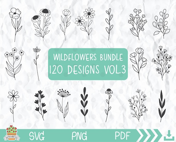 120 Wildflower Svg Bundle Flower Bouquets Svg Botanical - Etsy