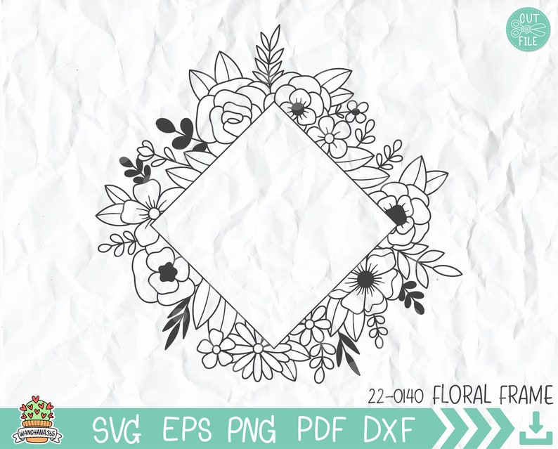 Floral Frame SVG Floral Frame Cut File Rectangle Flower - Etsy