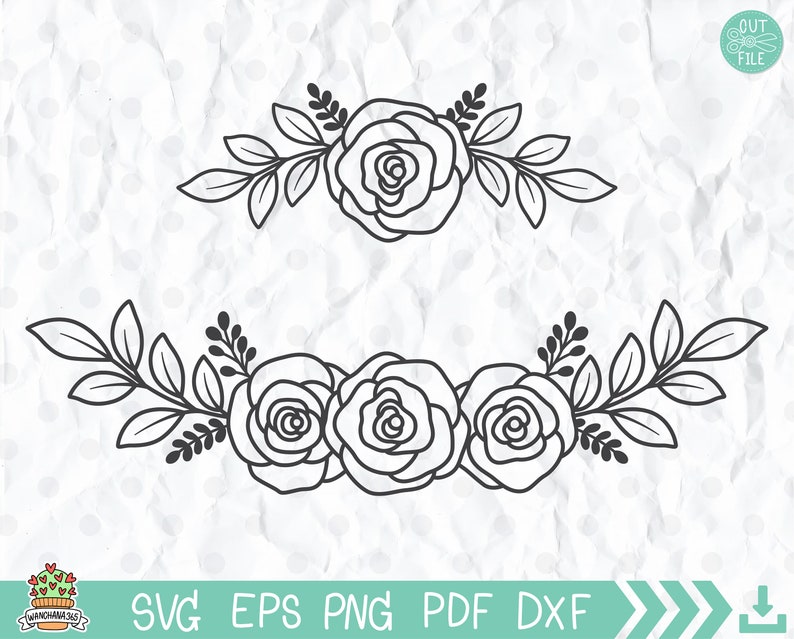 Floral Frame SVG: Hand-drawn Rose Bouquet Corner (digital Download) - Etsy