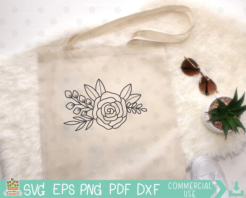 Hand Drawn Flowers Bundle Svg Floral Frame Svg Rose Bouquet - Etsy