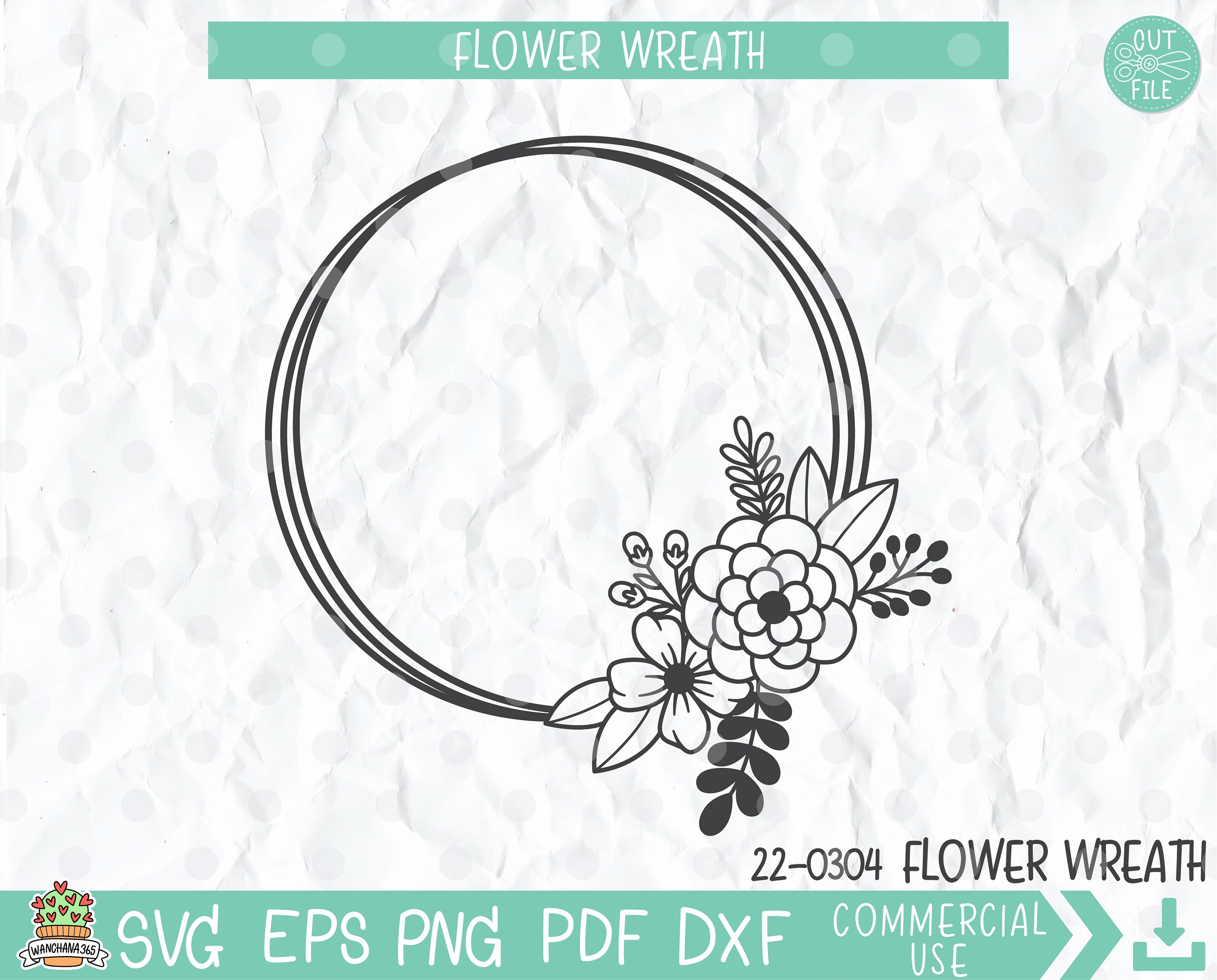 Flower Frame SVG Wreath SVG File Monogram Wreath Flower - Etsy