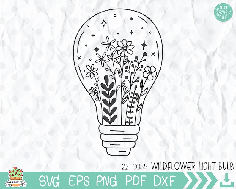 Wildflower Light Bulb Svg Light Bulb Svg Wildflower | Etsy
