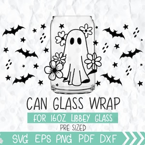 Ghost Flower Libbey Can Glass SVG: Halloween Cricut Files (16oz) - Etsy