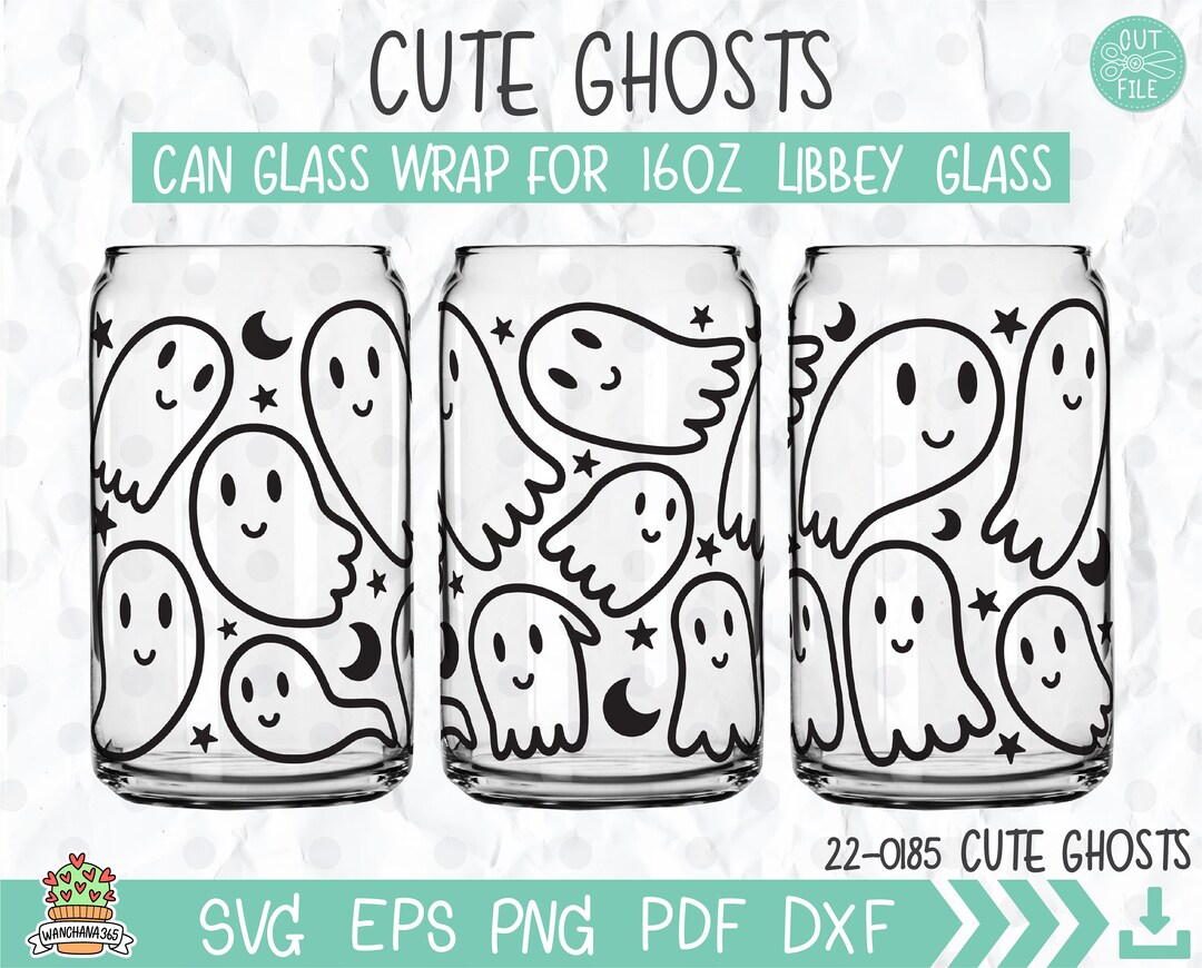Cute Ghosts Can Glass Wrap SVG Cute Ghosts Print Libbey 16oz - Etsy