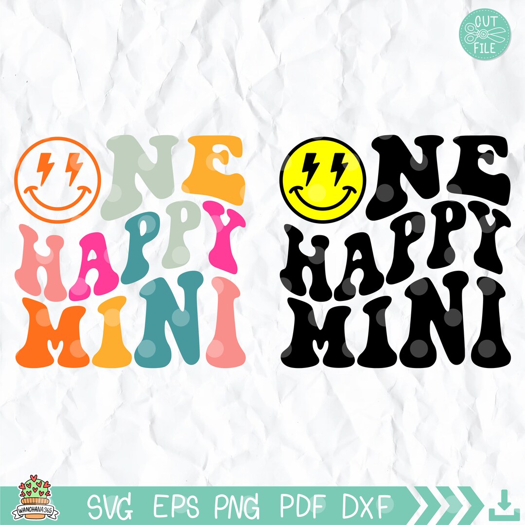 One Happy Mimi Svg, Mama Gift, Birthday Mimi SVG, Retro Wavy Text, 1st ...