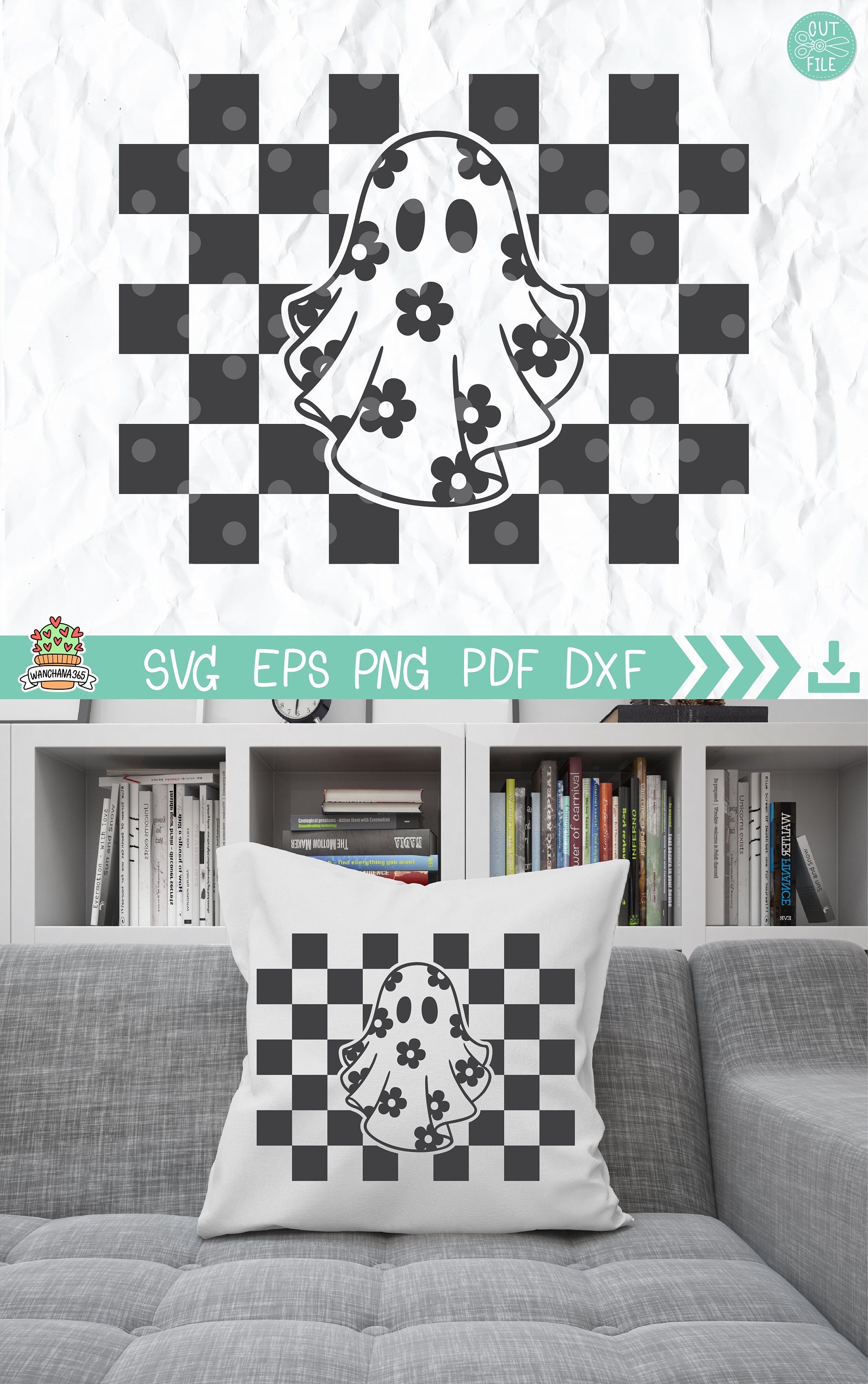 Checkered Cute Ghost Girl Svg Halloween Spooky Quote Svg - Etsy