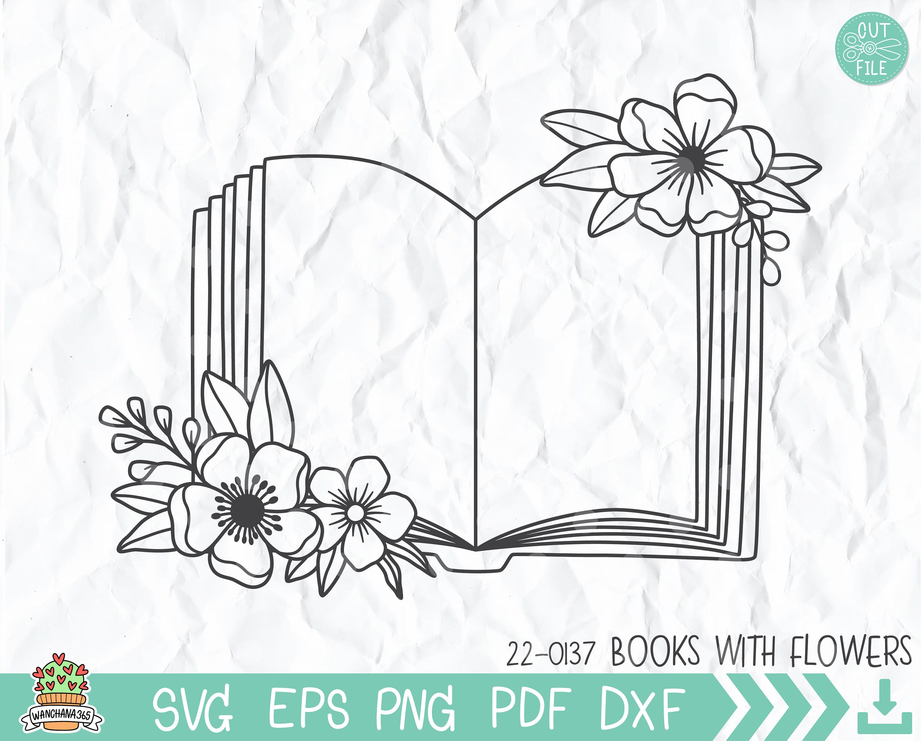 Books Svg Teacher Shirt Svg Books With Flowers Monogram Svg - Etsy