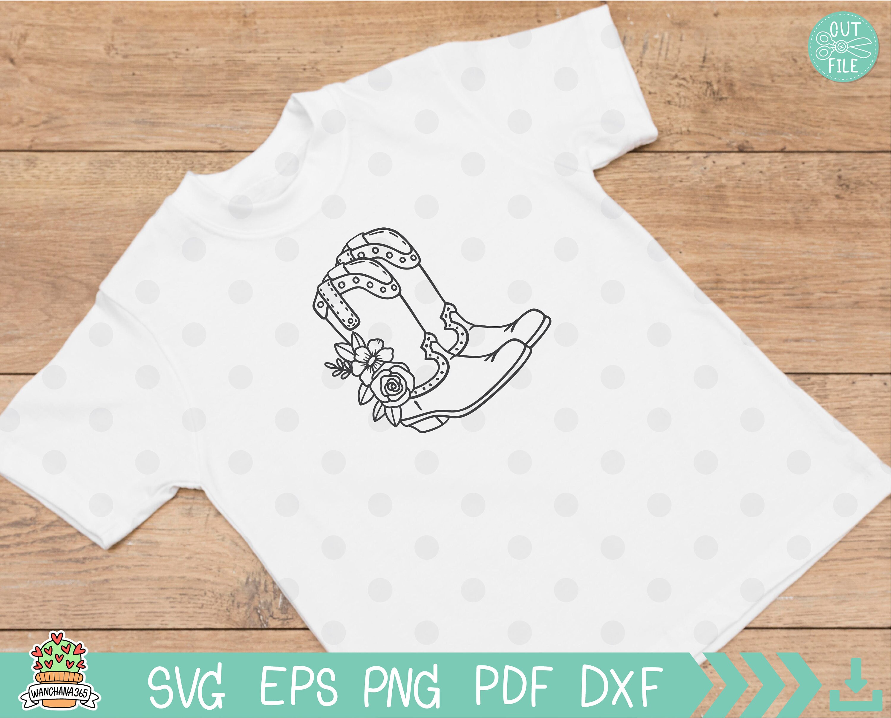 Cowboy Boots With Flowers Svg Boots Decorated With Flowers - Etsy