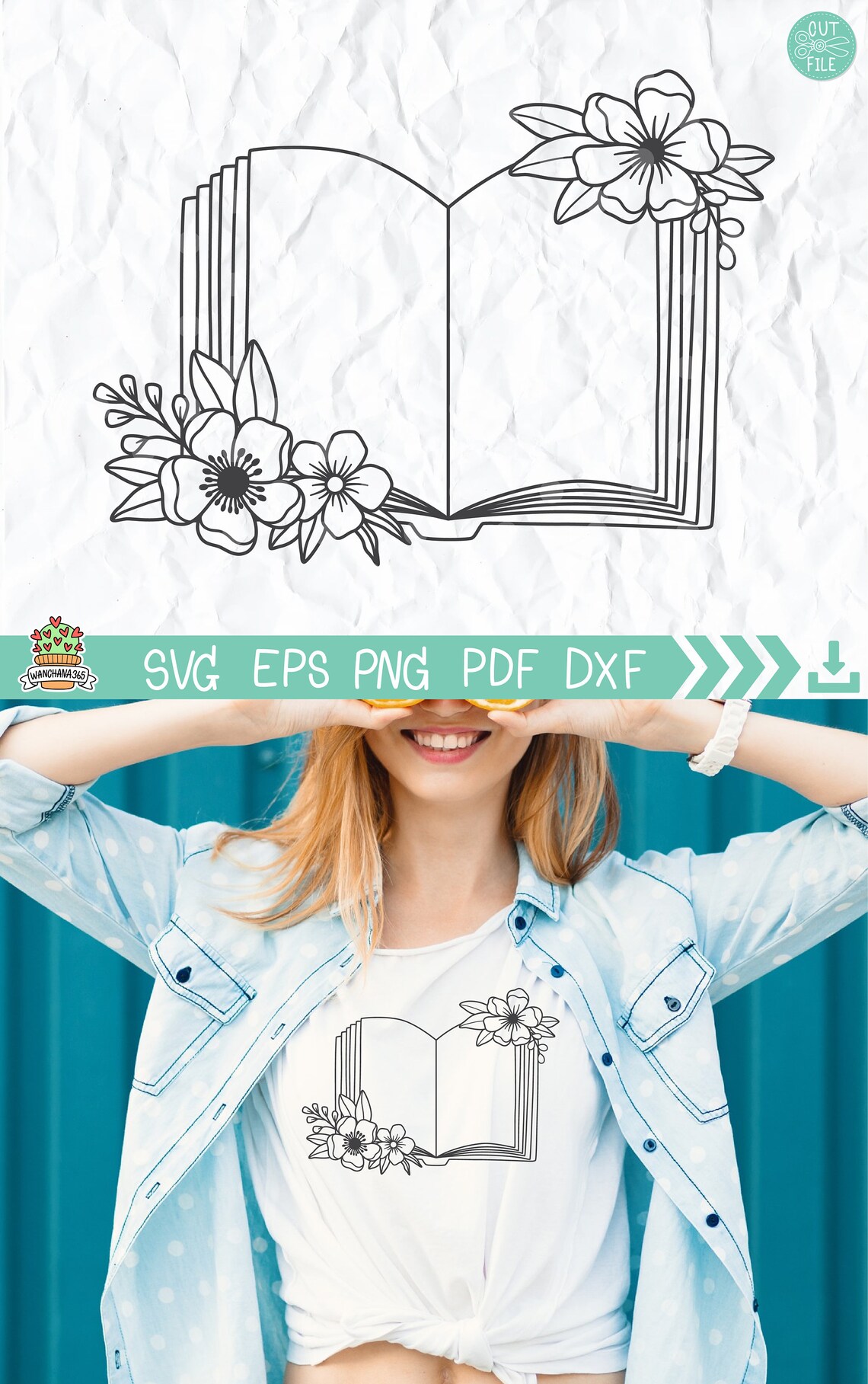 Books Svg Teacher Shirt Svg Books With Flowers Monogram Svg - Etsy