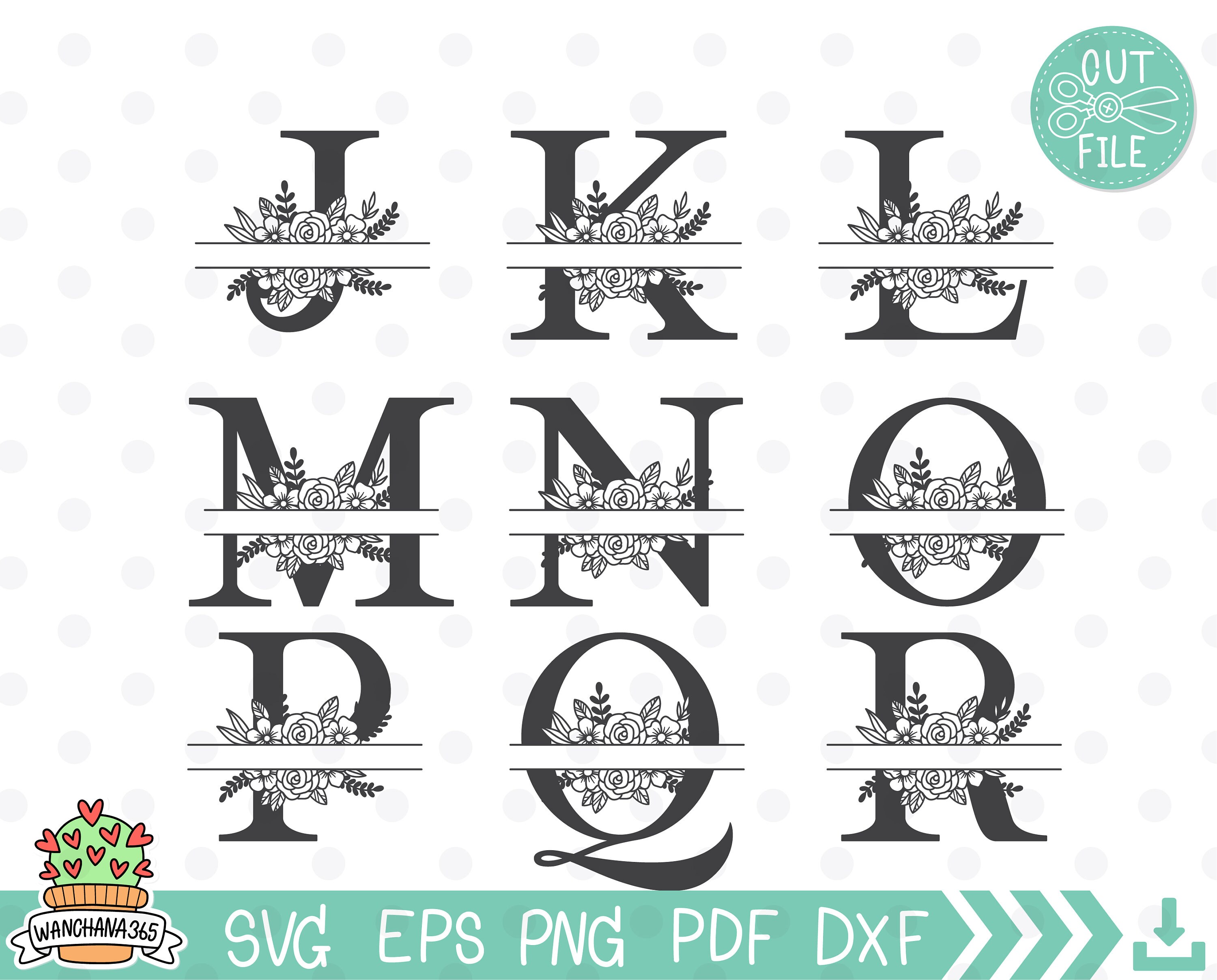 Floral Split Letters A-Z SVG Floral Split Letter Svg Floral - Etsy ...