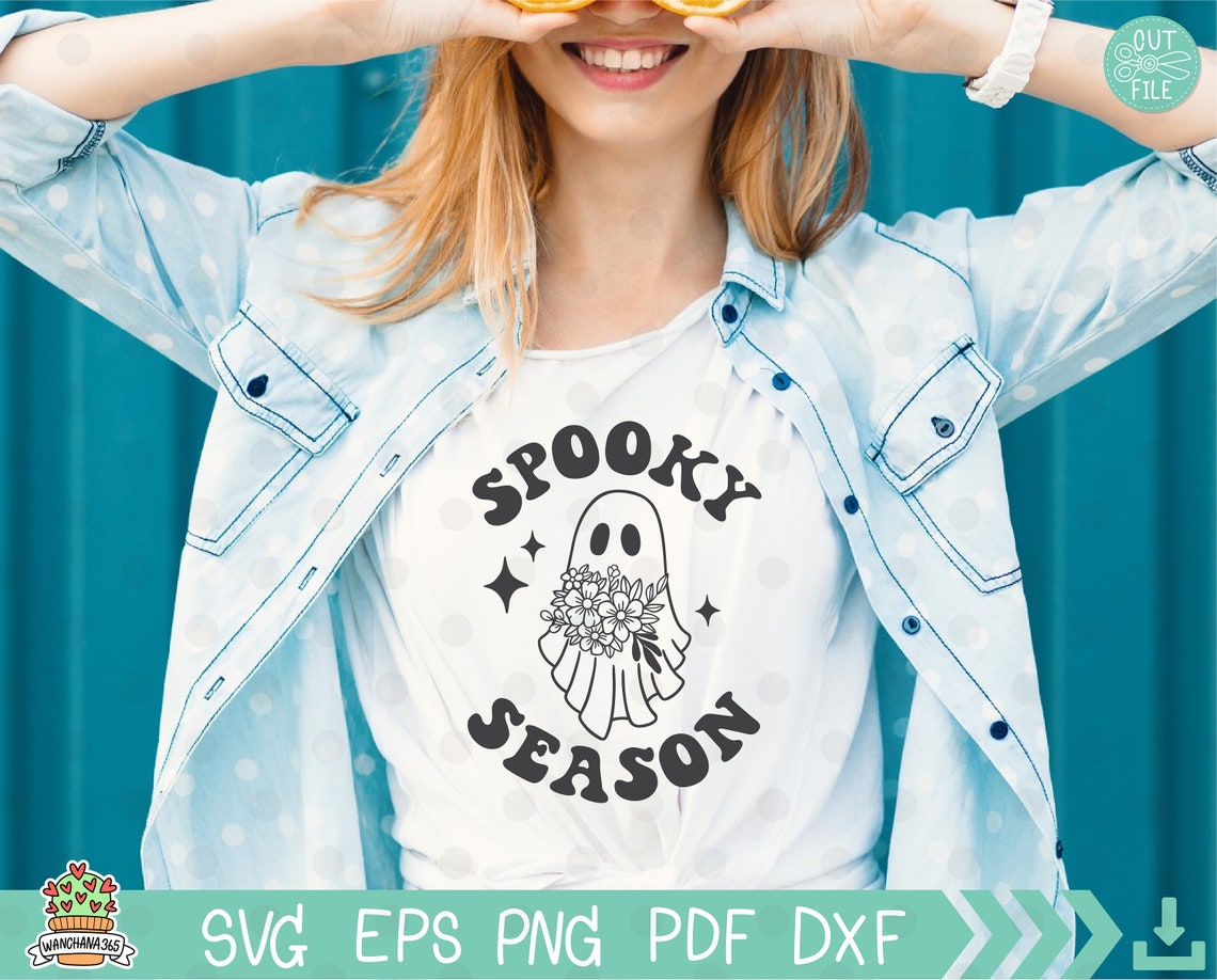Spooky Season Svg Cute Ghost Girl Svg Fall Halloween Spooky - Etsy
