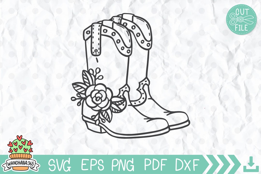 Cowboy Boots SVG, Cowboy Boots With Flowers SVG, Boots Decorated With ...
