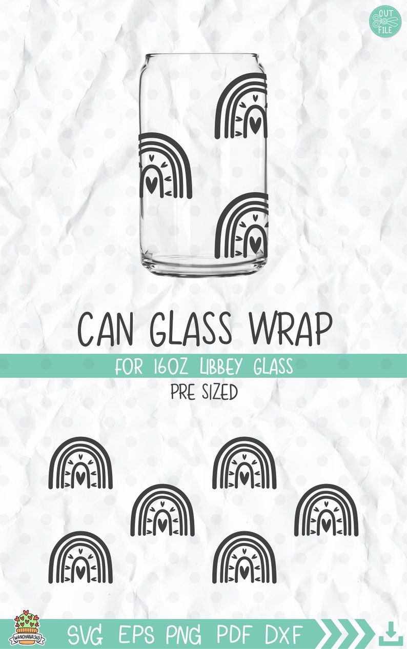Rainbow Can Glass Wrap SVG: 16oz Libbey Glass (digital Download) - Etsy