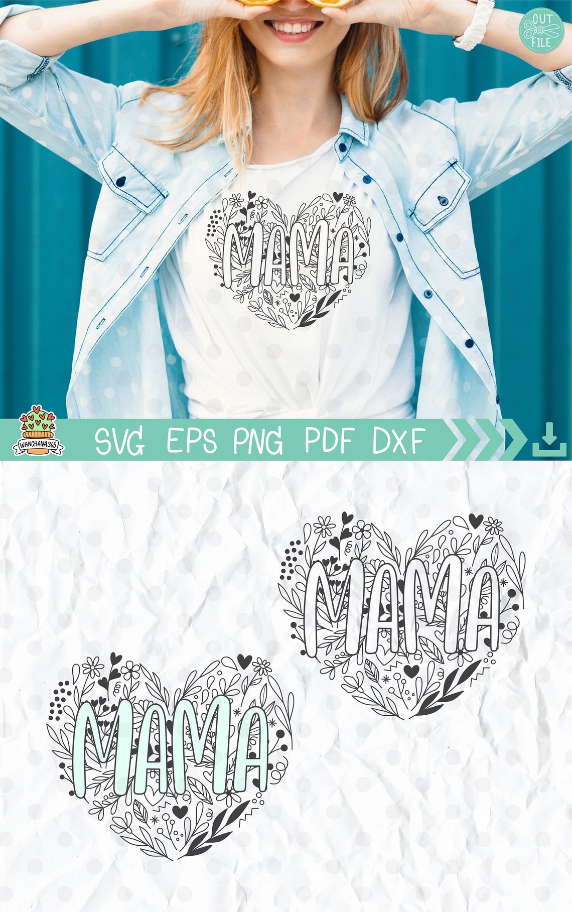 Flower Heart Svg Mama Svg Design Heart Svg for Cricut Mom - Etsy