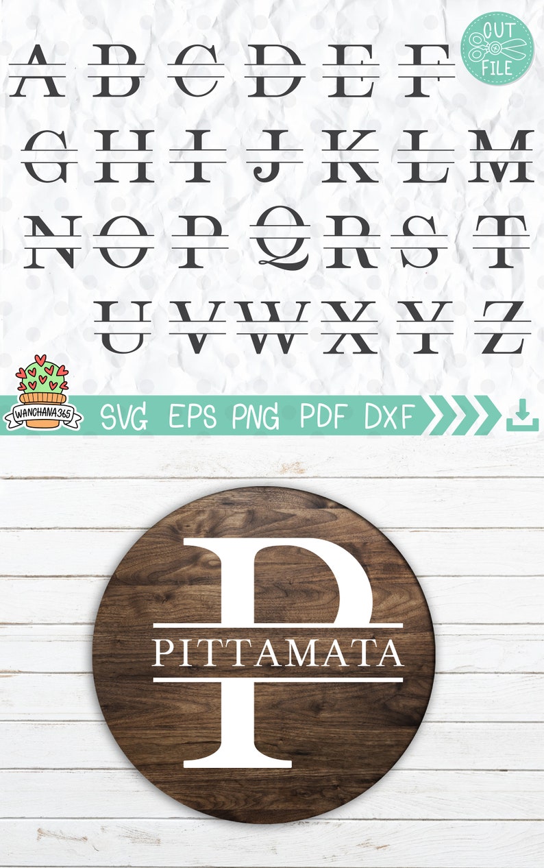 Split Letters A-Z SVG Split Monogram Svg Split Letters - Etsy