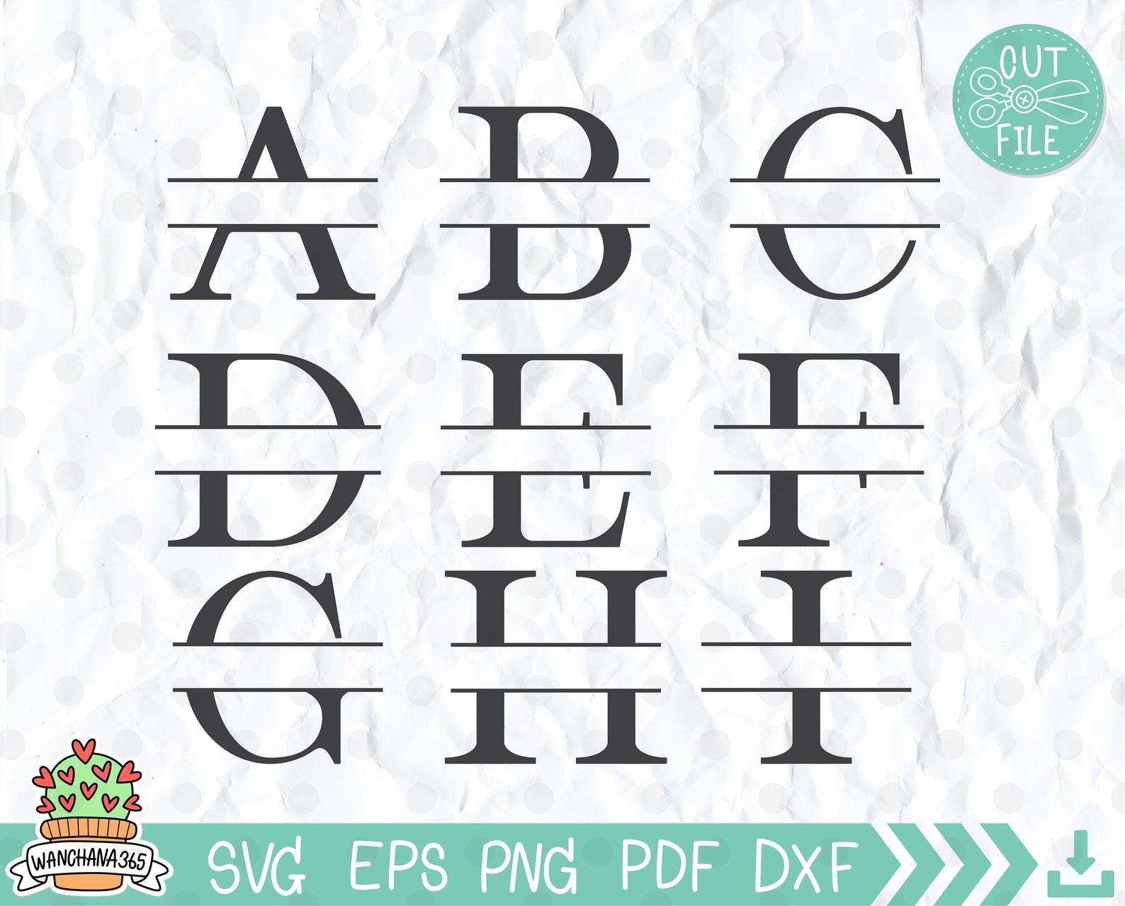 Split Letters A-Z SVG Split Monogram Svg Split Letters - Etsy
