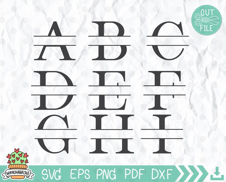 Split Letters A-Z SVG Split Monogram Svg Split Letters - Etsy