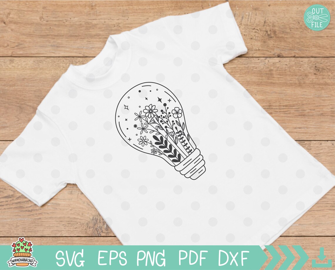 Wildflower Light Bulb Svg Light Bulb Svg Wildflower - Etsy